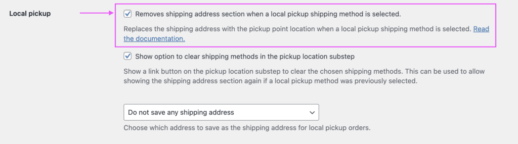 WooCommerce Local Pickup hide shipping address — Fluid Checkout